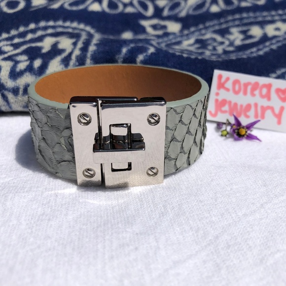 Jewelry | Genuine Leather Grey Cuff Bracelet | Poshmark